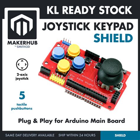 Gamepad Shield Module Joystick Shield Keypad Shield Game Shield Arduino Makerhub Malaysia