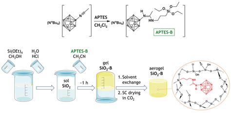 The Synthesis Scheme For The APTES B Silylated Closo Borate And SiO2 B