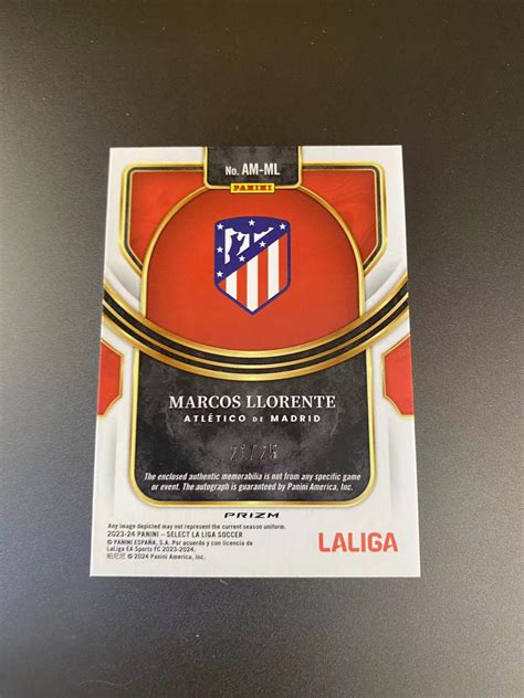 2023 24 Panini 西甲select Marcos Llorente 马科斯·略伦特 25编 扎染折 物料 签字 马竞 瑕疵如图