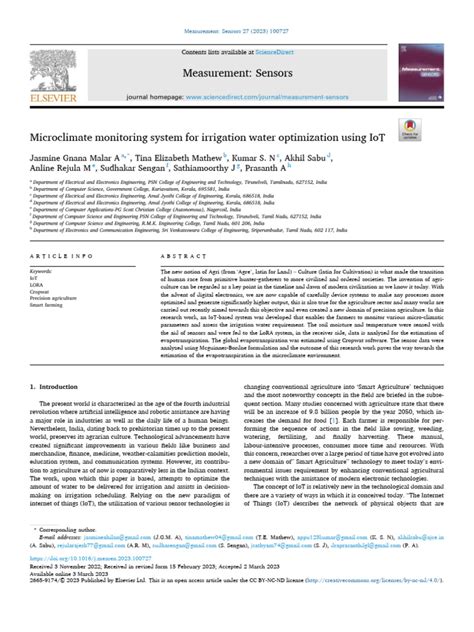 microclimate monitoring system for irrigation water optimization using
