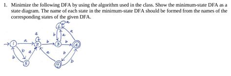 Solved 1. Minimize the following DFA by using the algorithm | Chegg.com