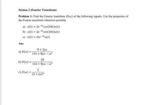 Solved Section 2 Fourier Transform Problem 1 Find The Chegg