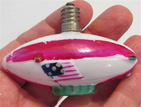 Vintage Milk Glass Blimp Zeppelin Usa Flag C6 Figural Christmas Light