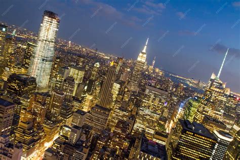 Premium Photo Beautiful Aerial View Of New York City Skyline At Night Usa