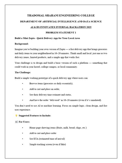 Ai And Ds Hackathon 2025 Problem Statements Pdf Artificial