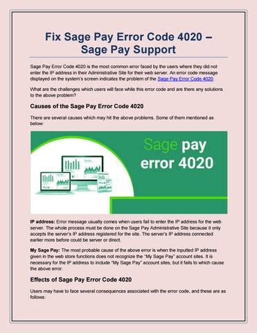 Fix Sage Pay Error Code 4020 SagePay Support By Johnliam Issuu