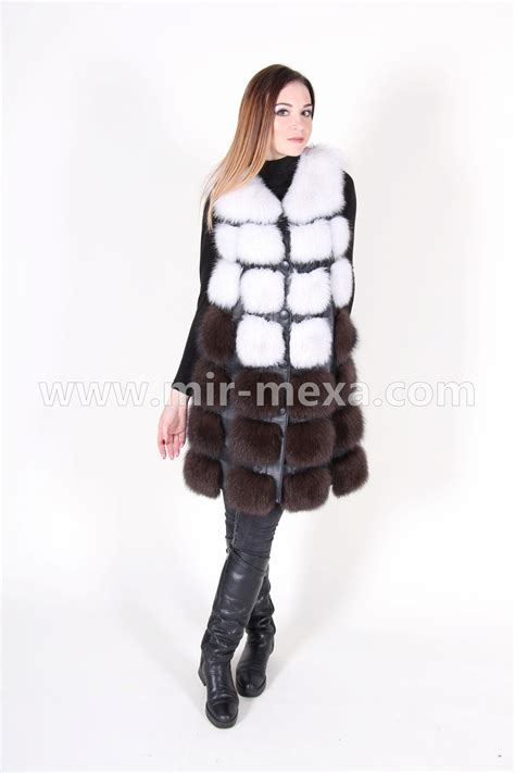 Жилет із хутра песця біло коричневий Світ Шкіри та Хутра