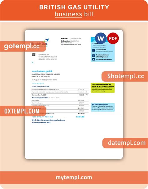 British Gas Business Utility Bill Word And Pdf Template 4 Pages