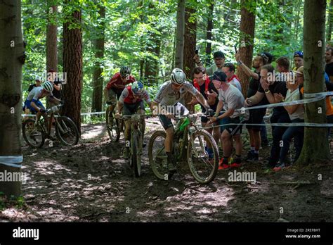 Luca Schwarzbauer Lars Forster And Sebastian Fini Fight On Steep Uphill UEC MTB Elite