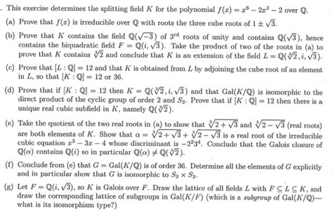 Solved This Exercise Determines The Splitting Field K For Chegg