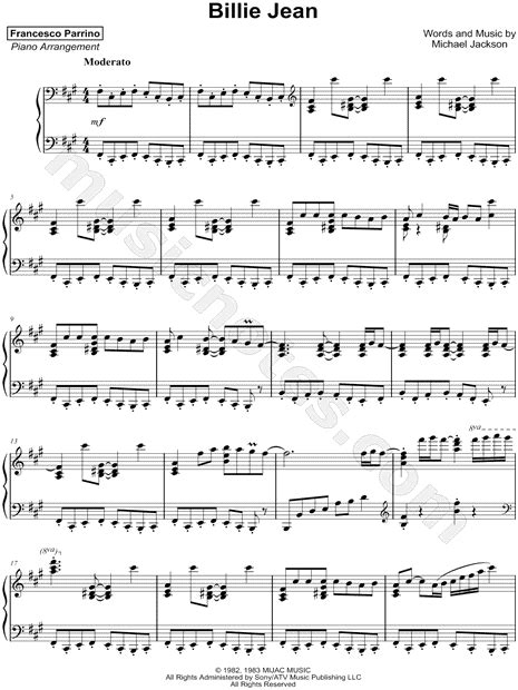 Francesco Parrino Billie Jean Sheet Music Piano Solo In A Major