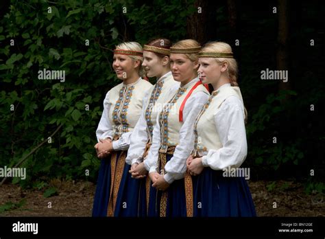Latvia Latvian Folklore Traditional Costumes Dance Dancing Sing Singing