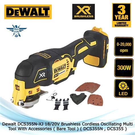 Dewalt Dcs355n Xj 18 20v Brushless Cordless Oscillating Multi Tool With