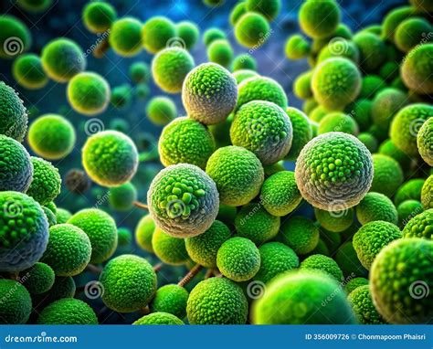 Unveiling The Microcosm A Detailed View Of A Green Bacterial Cell Under