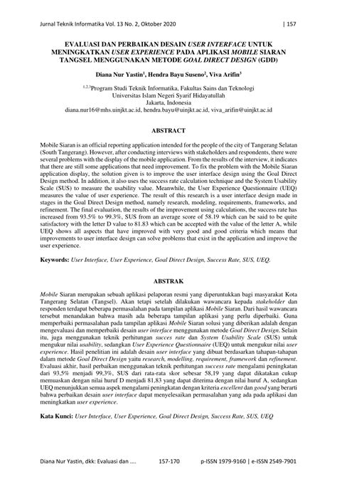 Pdf Evaluasi Dan Perbaikan Desain User Interface Untuk Meningkatkan User Experience Pada