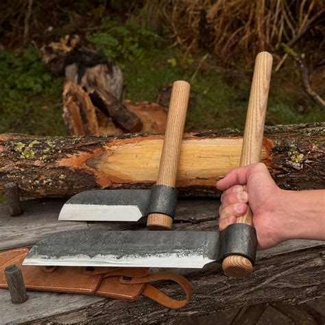 Wood Splitting Froes 52100 Carbon Steel Blades Ash Handles Hand
