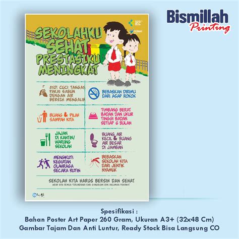 Jual Poster Kesehatan Sekolah Sehat Prestasiku Meningkat Shopee Indonesia
