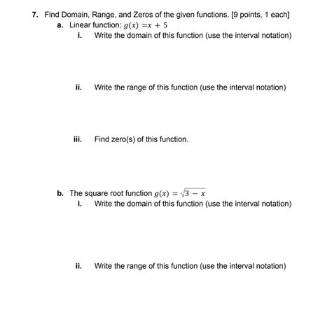 Solved Find Domain Range And Zeros Of The Given Chegg