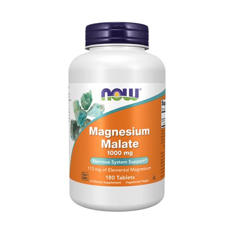 NOW Magnesium Malate, Малат Магния 1000 мг. 180 таблеток от Now Foods ...