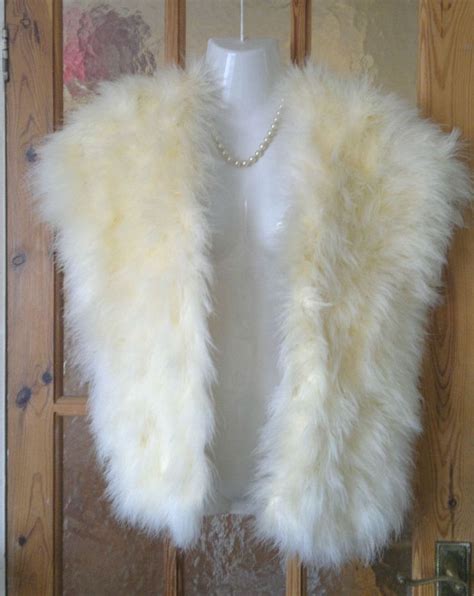 Vintage 1950s Mounthill Cream Marabou Feather Boa Stole Shawl Scarf