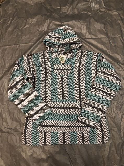 Baja Joe Mexican Hoodie Hippie Surf Poncho Sweater P Gem