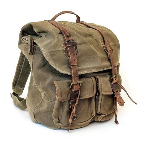 A Brown Backpack With A Brown Strap That Says The Number 4 Premium Ai