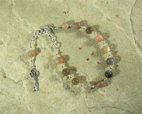 Hekate Prayer Bead Bracelet In Moonstone Greek Goddess Of Magic And