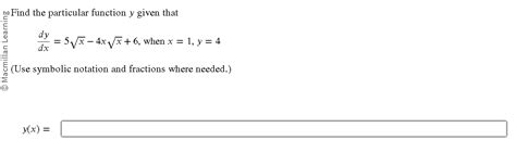 Solved An Find The Particular Function Y Given Chegg