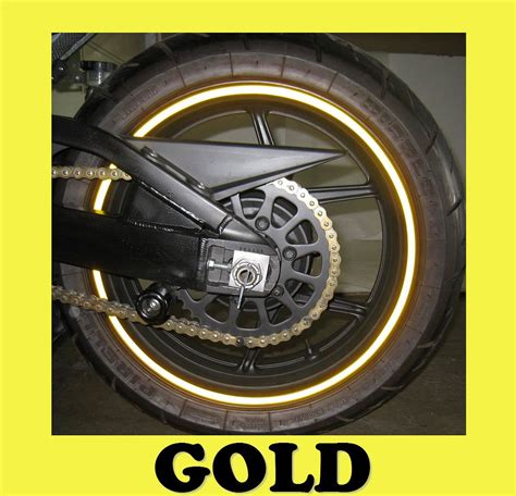 17 Gold Rim Tape Decals Vinyl Stickers Stripes Reflective Motorcycle