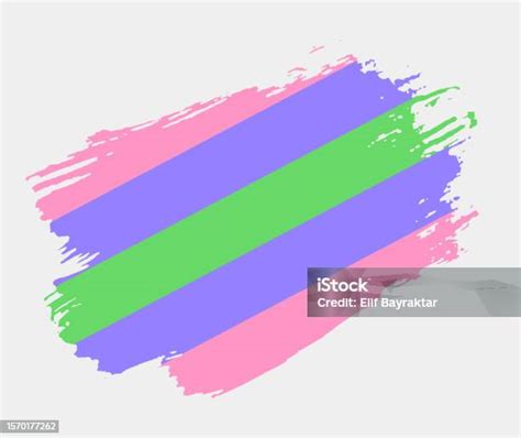 흰색 바탕에 붓으로 그려진 트라이젠더 깃발 Lgbt 권리 개념입니다 현대 자부심 퍼레이드 포스터 벡터 그림 0명에 대한 스톡