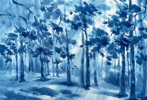 Forêt De Pins Dans Le Fond Daquarelle De Brume Vecteurs Libres De
