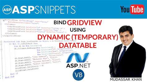 Bind Gridview Using Dynamic Temporary Datatable In Aspnet Youtube
