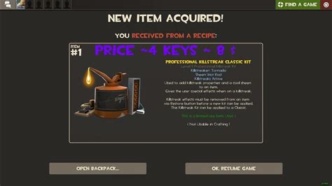 Craft Professional Killstreak Classic Kit Fabricator Youtube