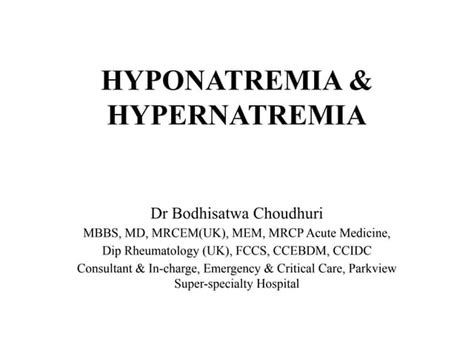 Understanding Hyponatremia And Hypernatremia Diagnosis And Management