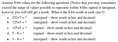 Solved Assume 8 Bit Values For The Following Questions Chegg Com