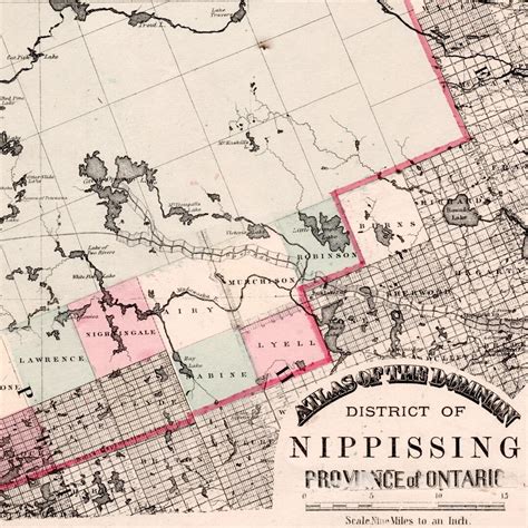 1875 Antique Map Of Nipissing District Ontario Rare Hand Coloured Map Etsy