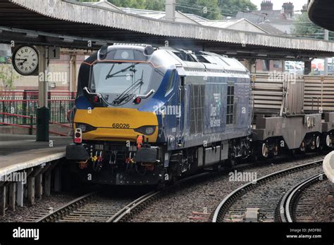 Nuclear Flask Freight Train At Carnforth With Two Direct Rail Services