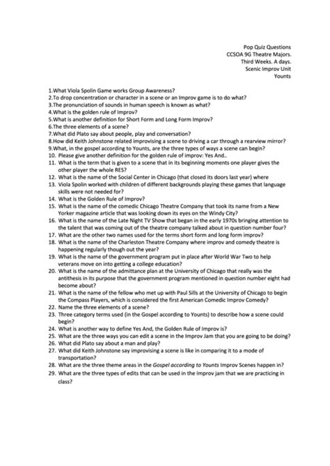 Pop Quiz Questions Printable Pdf Download
