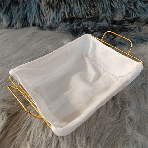 Golden Metal Bread Basket Rectangle Zahra Stores