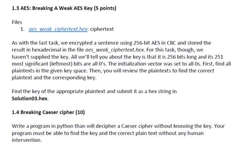 Solved Note1 ﻿aesweakciphertexthex Ciphertext Contains