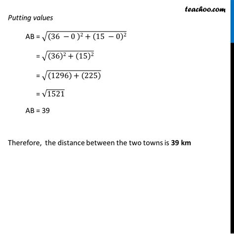 Ex 7 1 2 Find Distance Between 0 0 And 36 15 Ex 7 1
