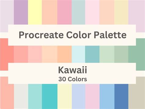 Procreate Color Palette Pastel Kawaii Procreate Color Palette For Ipad Color Swatches Digital