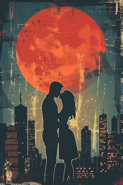 Premium Photo A Painting Of A Man And Woman Kissing