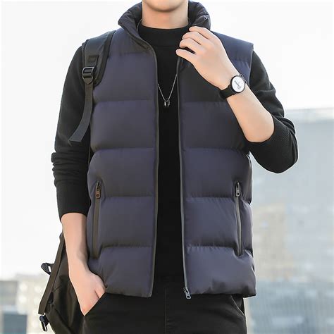 Wassup Bee冬季男士马甲拉链加棉加厚保暖百搭上衣中年背心外套男