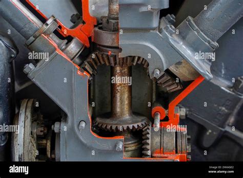 Internal Combustion Engine Close Up Of A Cross Section Detail Stock