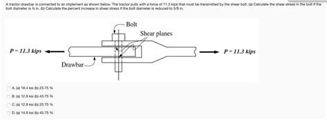 Solved A Tractor Drawbar Is Connected To An Implement As Chegg