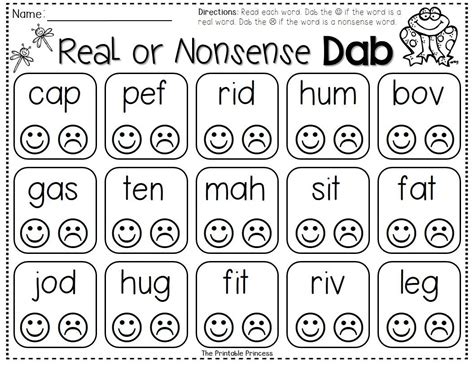 Printable Free Printable Nonsense Words Worksheets Goodworksheets
