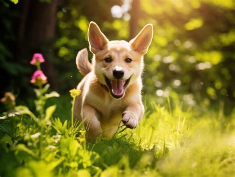 Premium Ai Image Playful Puppy Chasing Its Tail In A Lush Green Park