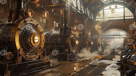 Steam Engine Workshopreviving History Stock Illustration