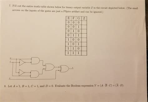 Solved 7 Fill Out The Entire Truth Table Shown Below For